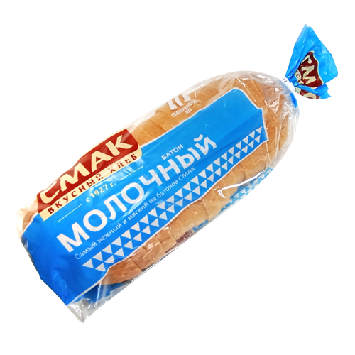 Батон "Молочный" нарезанный в упаковке ТМ "СМАК вкусный хлеб"